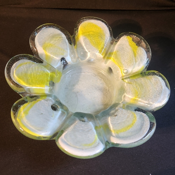 BLENKO | Art | Blenko Style Flower Art Glass Trinket Bowl Tray Swirl ...